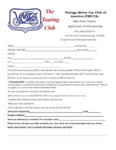 VMCCA Membership 2023 – Pikes Peak VMCCA